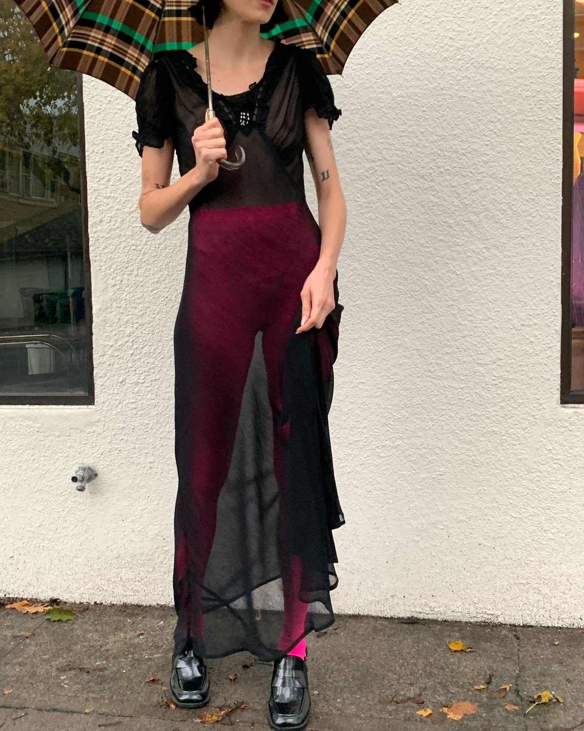 Vintage Banshee Sheer Bias Dress - Black | Garmentory