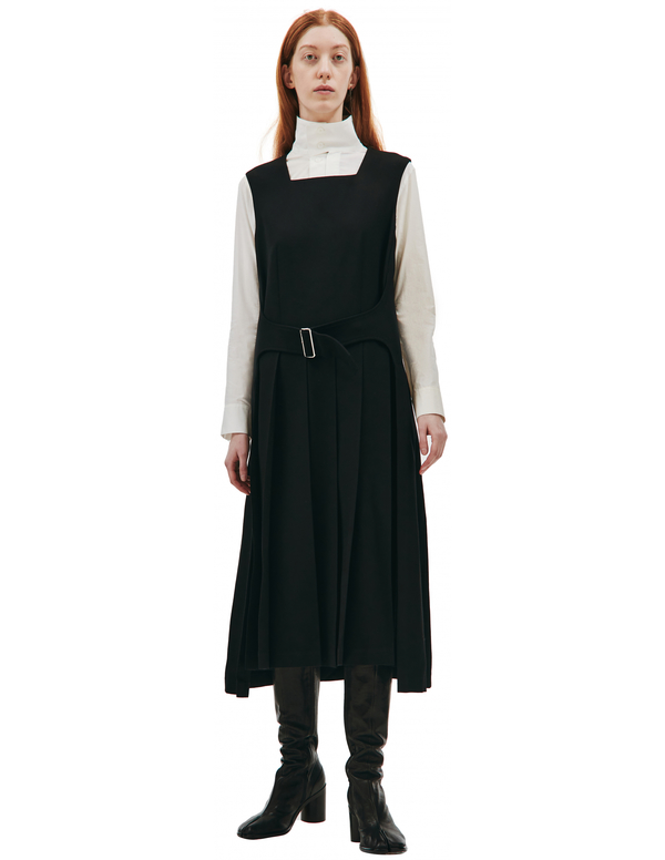 Comme des Garcons Wool Dress With Belt - Black | Garmentory
