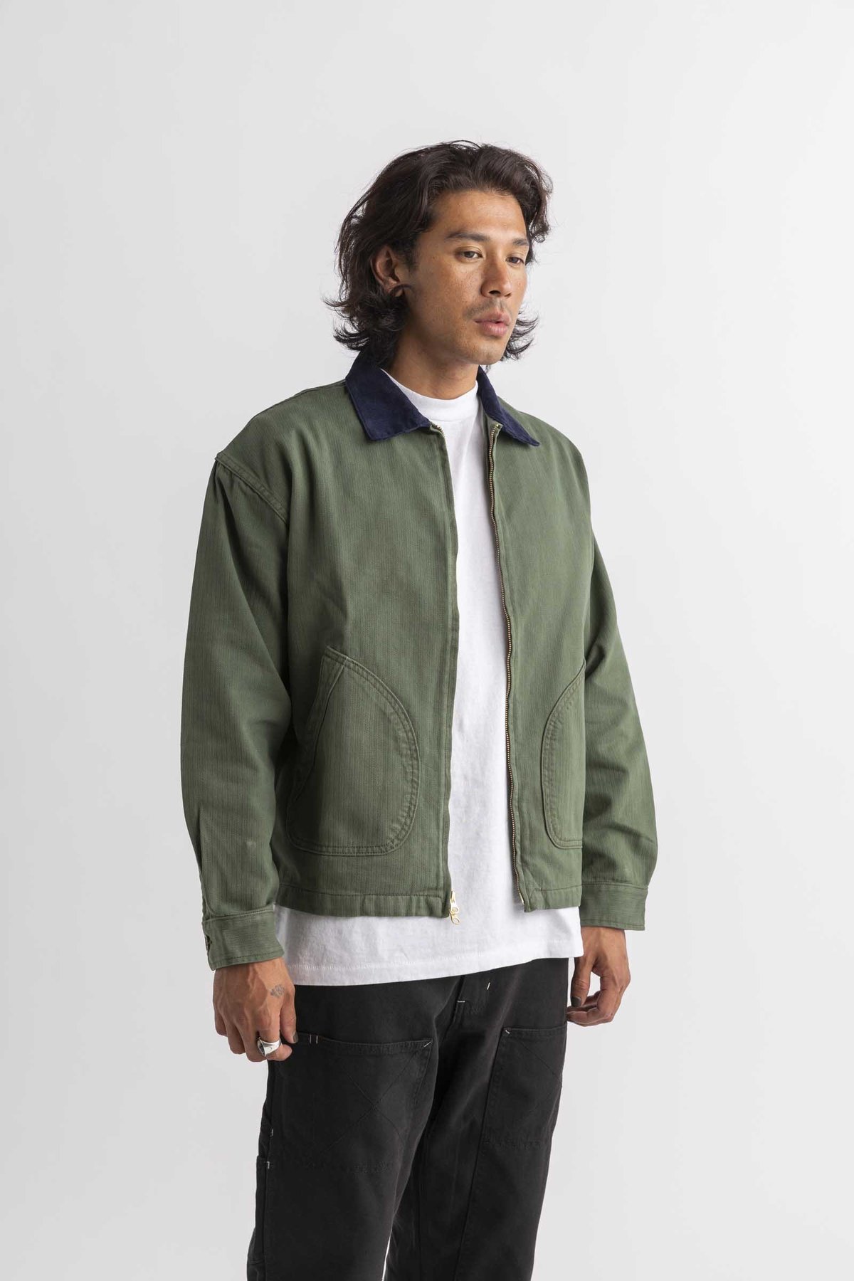 General Admission Herringbone Mechanics Jacket - Green | Garmentory