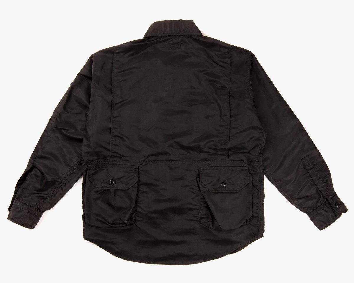 Engineered Garments Explorer Shirt Jacket - Black Flight Satin Nylon ...