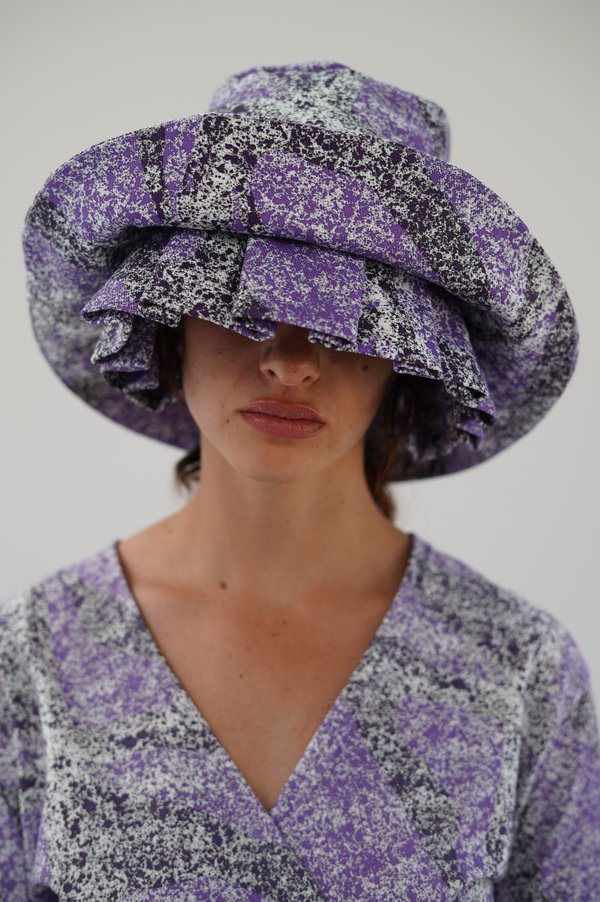Beklina Layered Pleat Hat - Splatter Purple | Garmentory
