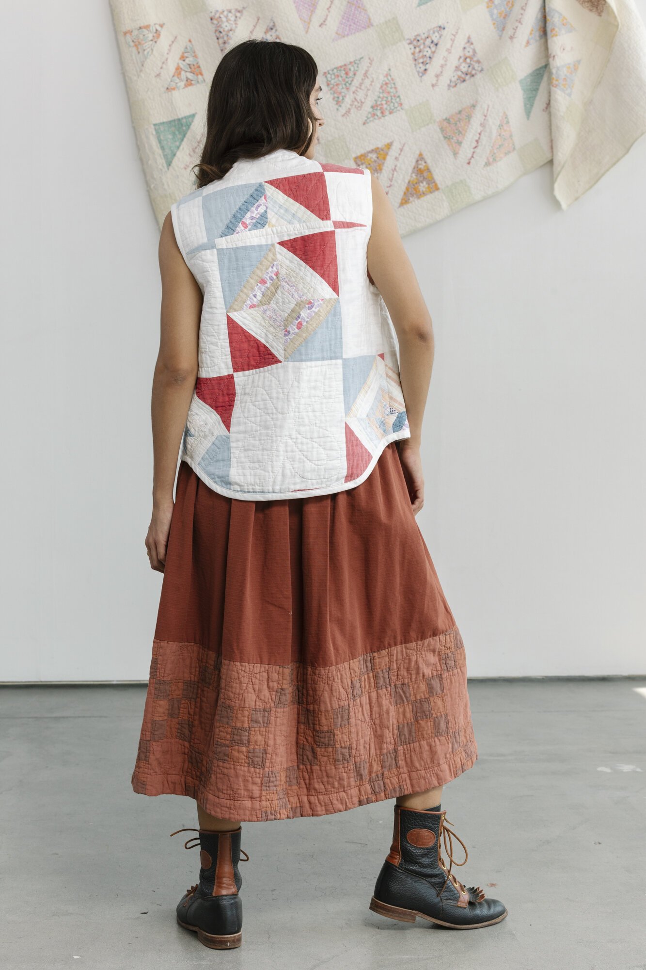 Carleen Drindle Quilted Skirt - Rust Overdye | Garmentory