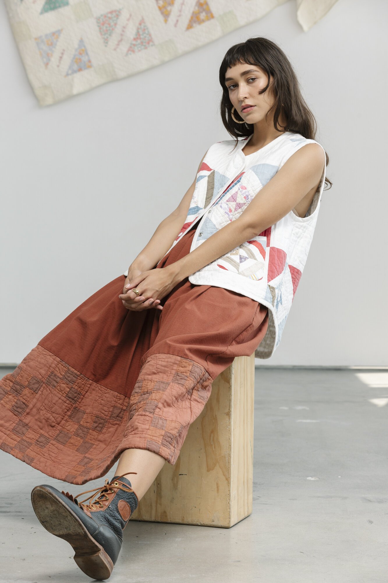 Carleen Drindle Quilted Skirt - Rust Overdye | Garmentory