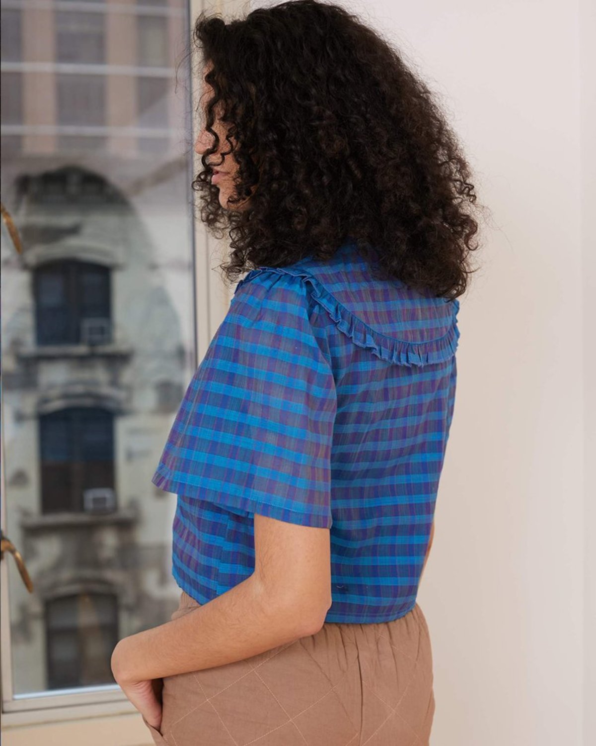 RUJUTA SHETH Love Birds Top - Peacock Chex | Garmentory