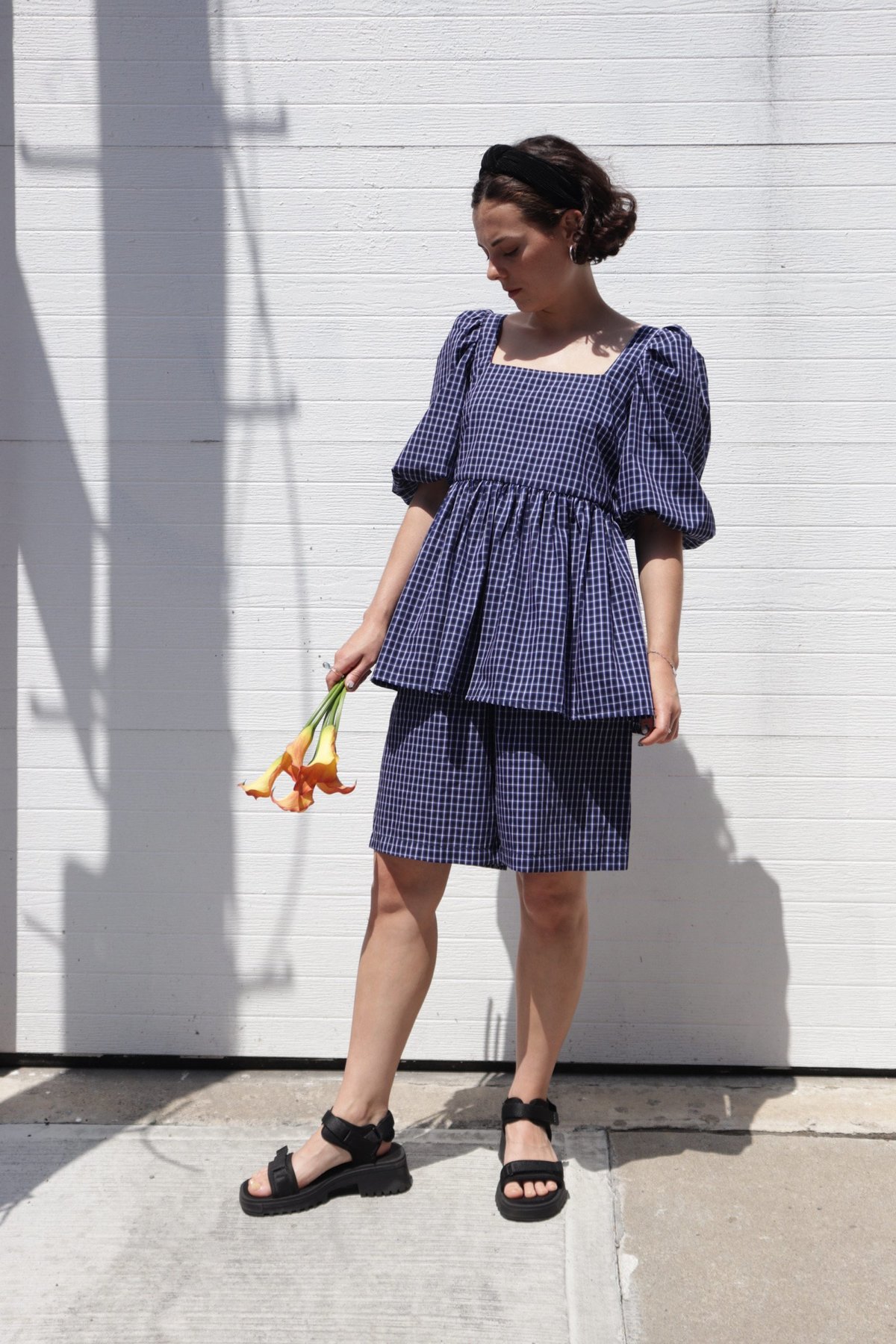 Bronze Age Maude Top - Blue Grid | Garmentory