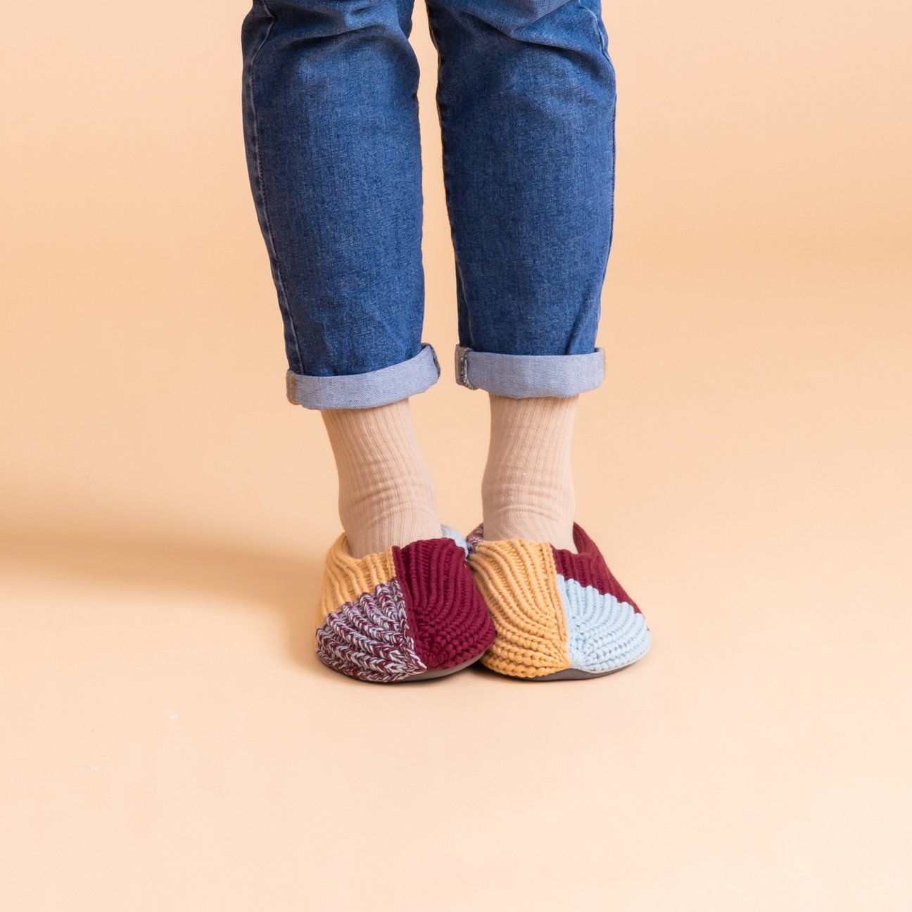 Verloop Quatro Rib Slippers - Stone Blue/Wine | Garmentory
