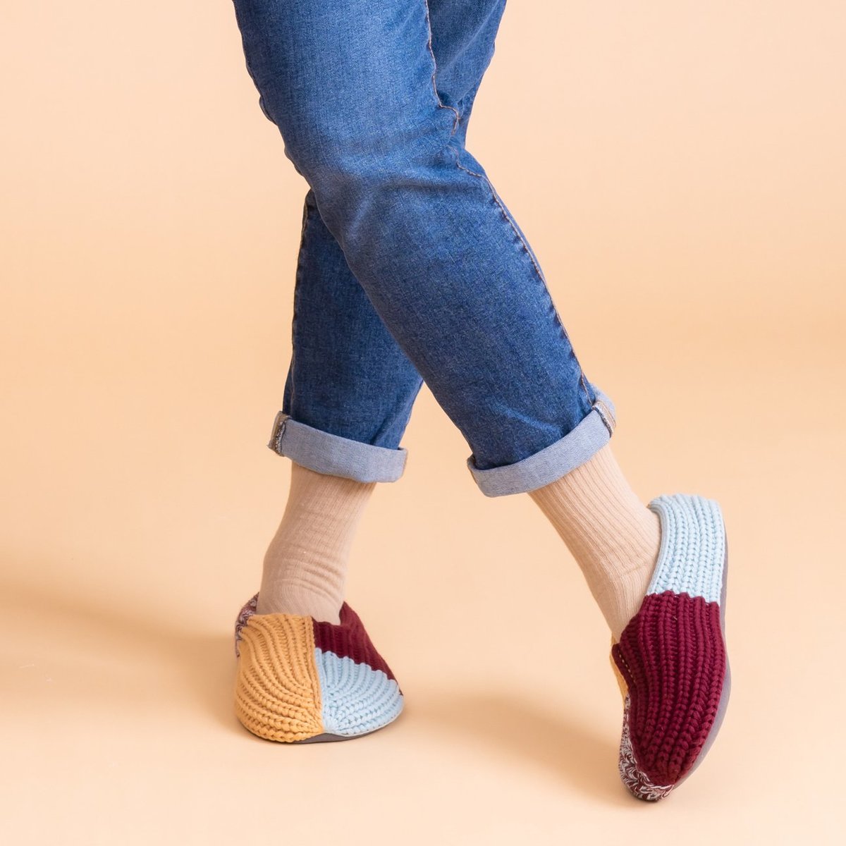 Verloop Quatro Rib Slippers - Stone Blue/Wine | Garmentory