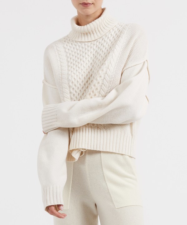ATM Merino Wool Cable Knit Turtleneck - Alabaster | Garmentory
