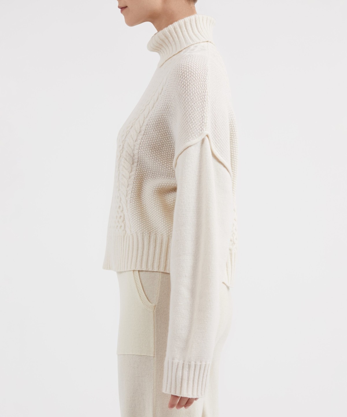 ATM Merino Wool Cable Knit Turtleneck - Alabaster | Garmentory