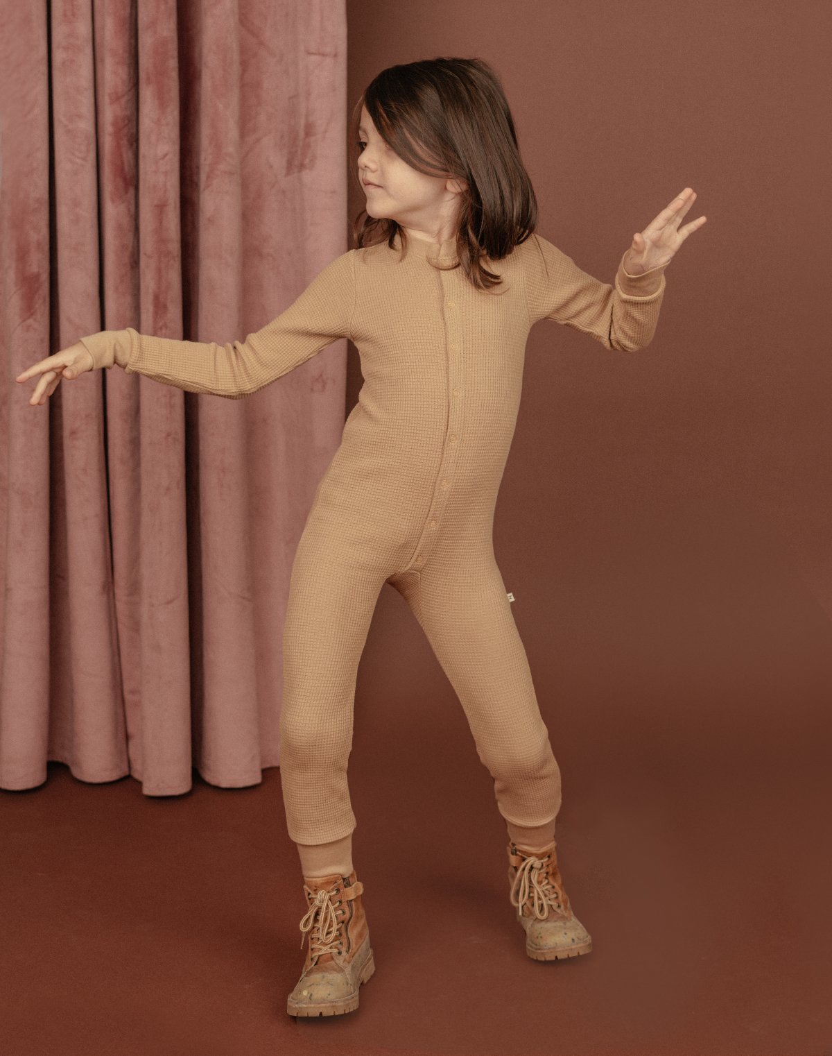 Noble Organic Waffle One-Piece Sleeper in Toast | Garmentory