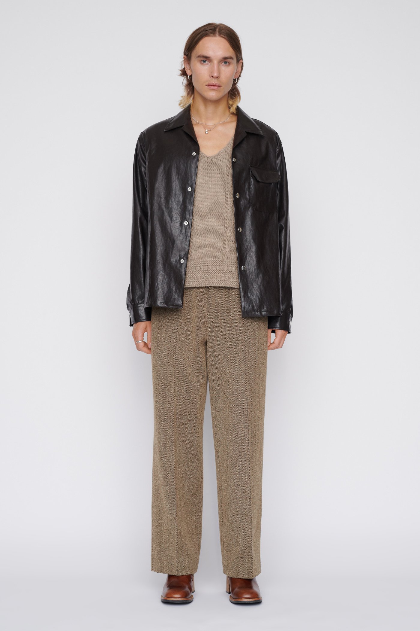 Our Legacy Fake Leather 'Venice' Blouson Jacket - Dark Brown | Garmentory