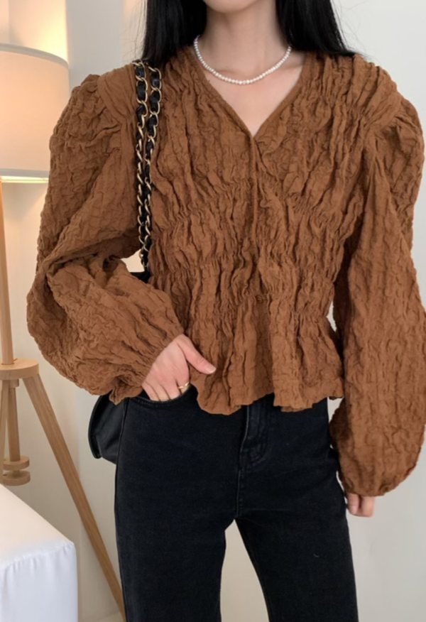 NKC Scrunch Top - Brown | Garmentory