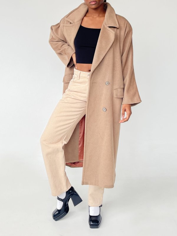 Vintage Fawn Double Breasted Wool Coat - FAWN | Garmentory