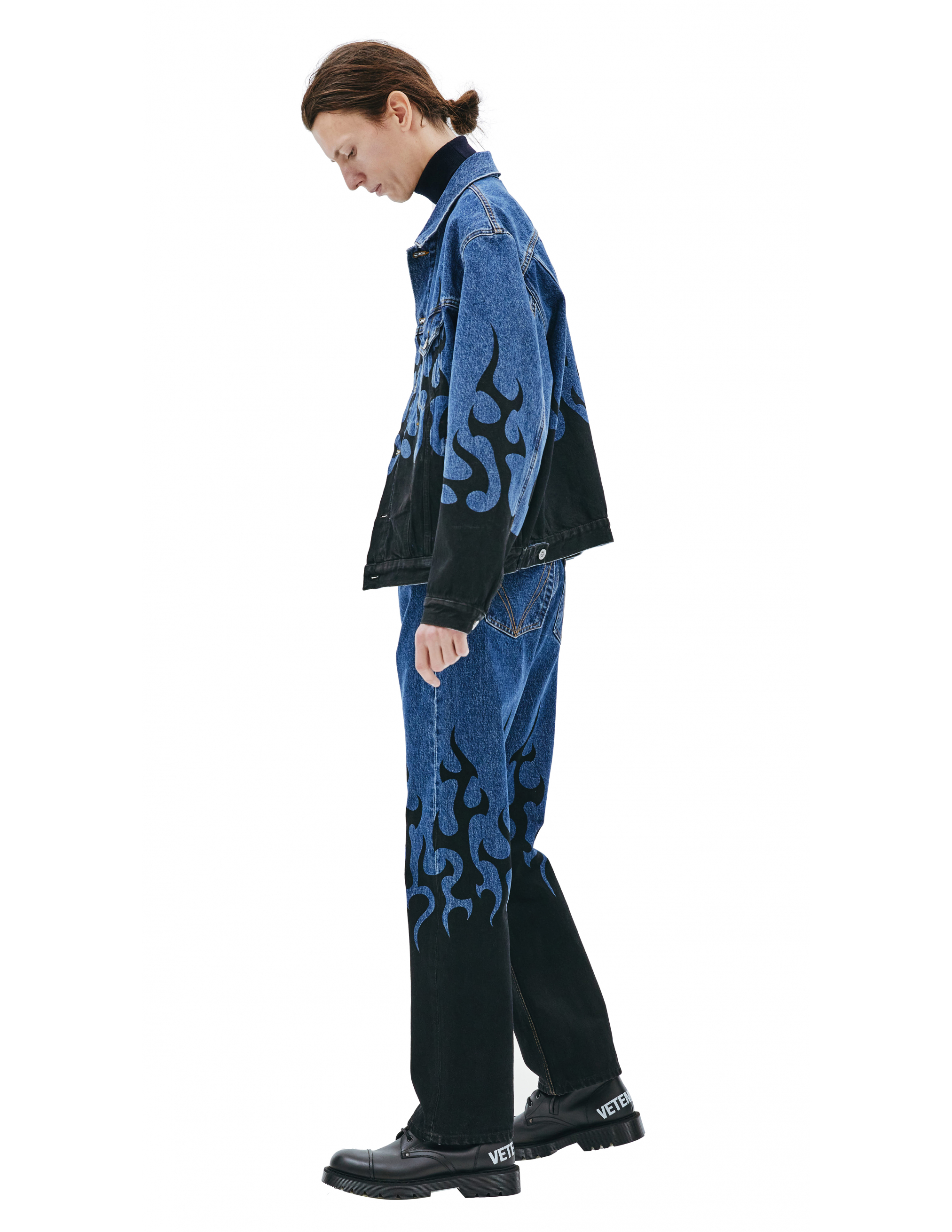 VETEMENTS Flame Print Denim Jacket | Garmentory