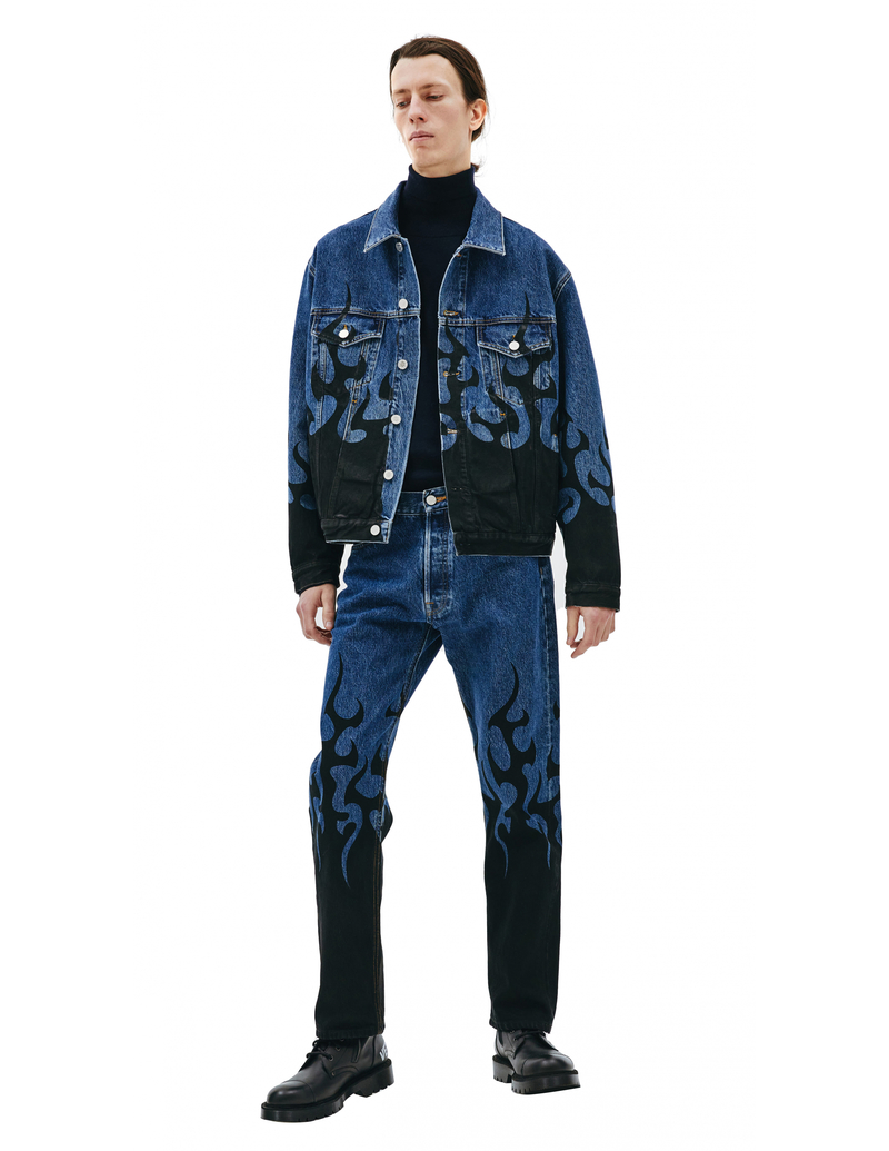 VETEMENTS Flame Print Denim Jacket | Garmentory