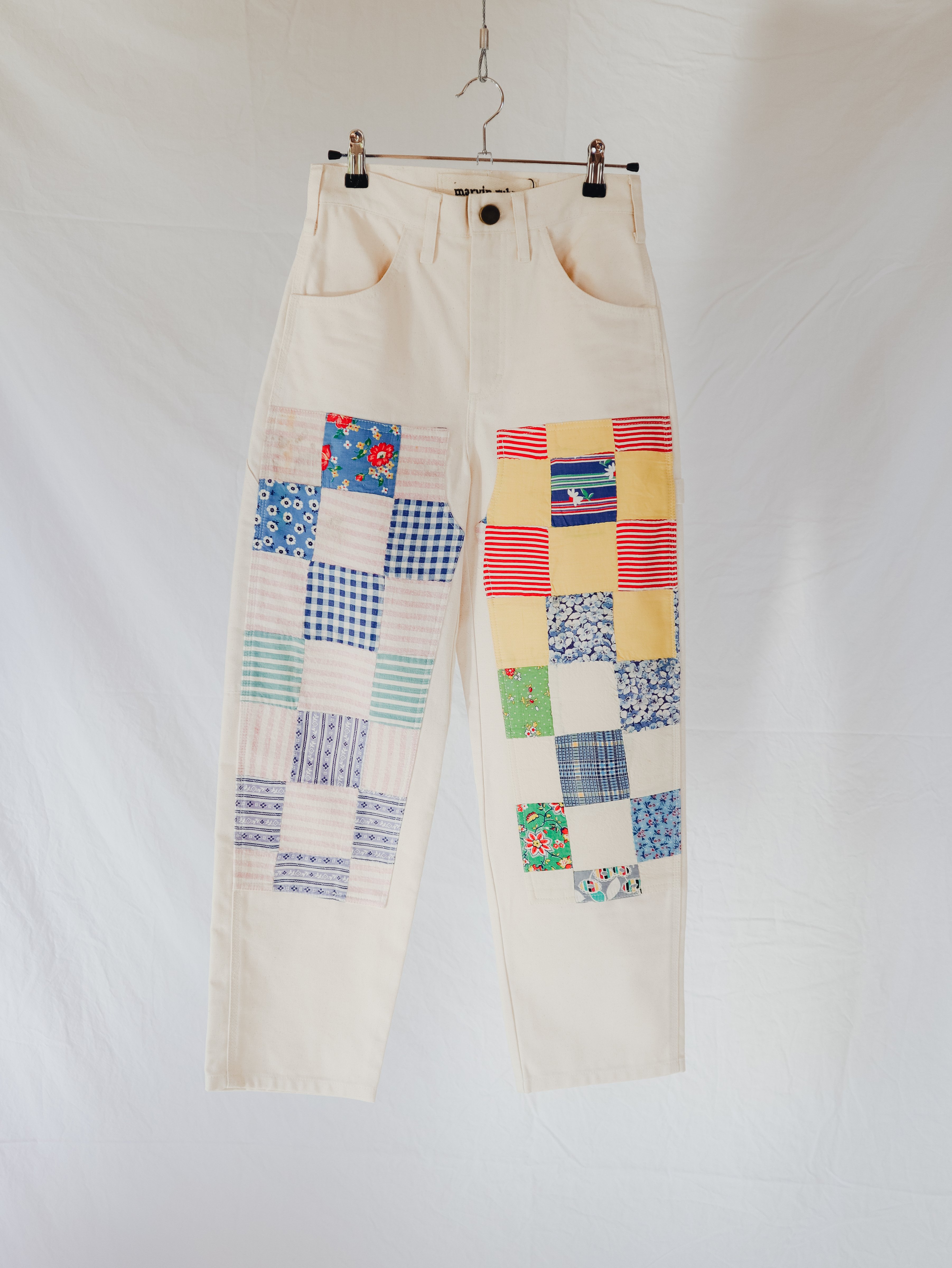 Marvin Ruby Quilted Park Checker Pant - Natural | Garmentory