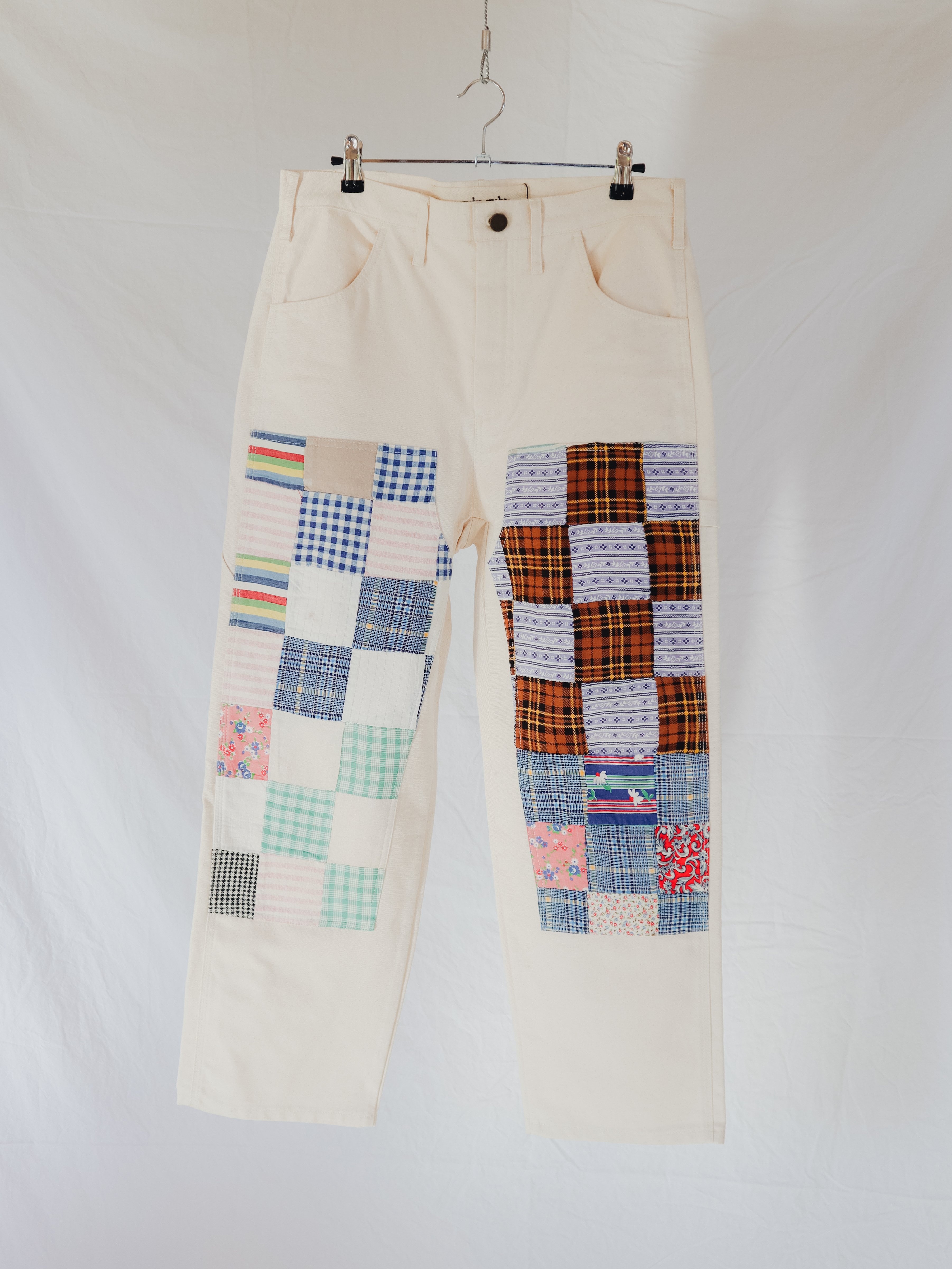 Marvin Ruby Quilted Park Checker Pant - Natural | Garmentory