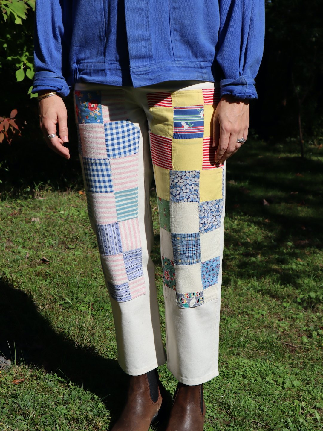 Marvin Ruby Quilted Park Checker Pant - Natural | Garmentory