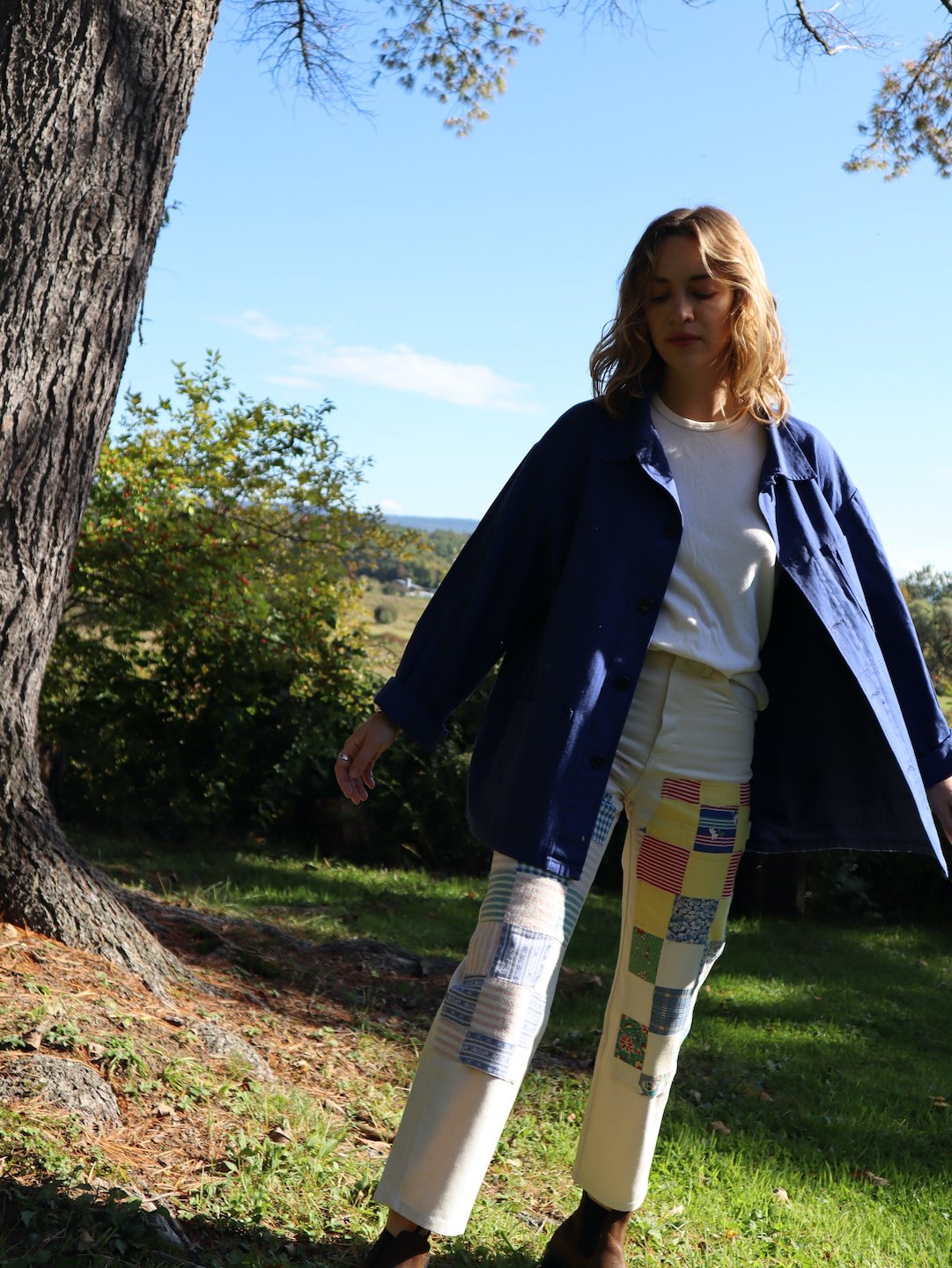 Marvin Ruby Quilted Park Checker Pant - Natural | Garmentory