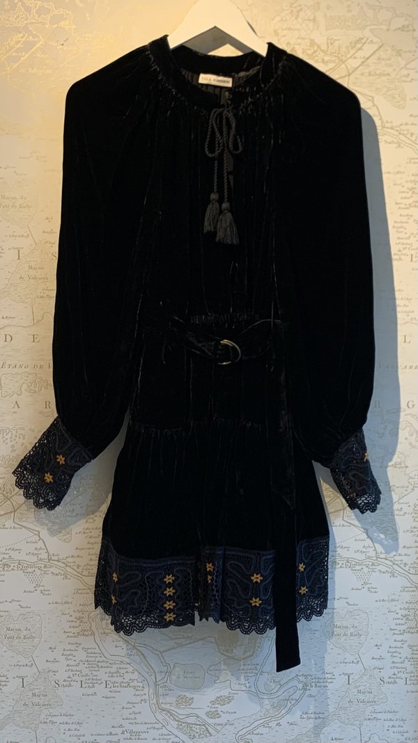 Ulla Johnson Zariah Velvet Dress with Lace Trim | Garmentory