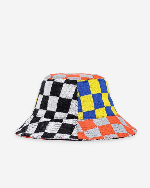 VERLOOP Checkerboard Patchwork Bucket Hat in Black, White & Yellow ...