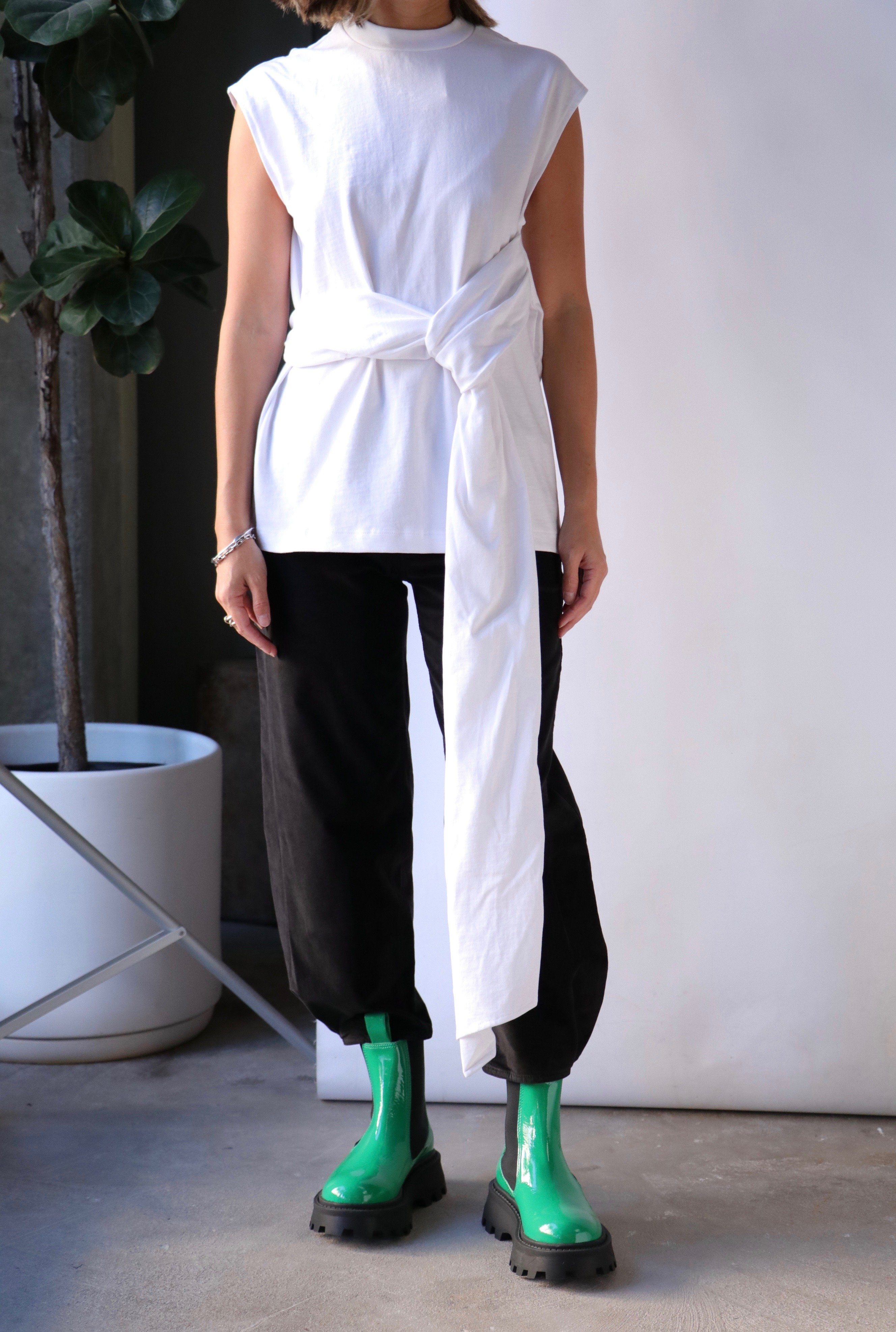 Tibi Punto Milano Draped T-Shirt - White | Garmentory
