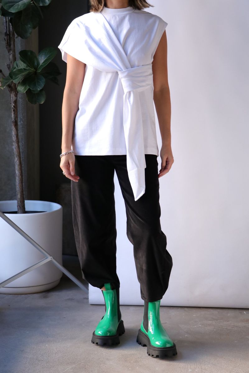 Tibi Punto Milano Draped T-Shirt - White | Garmentory