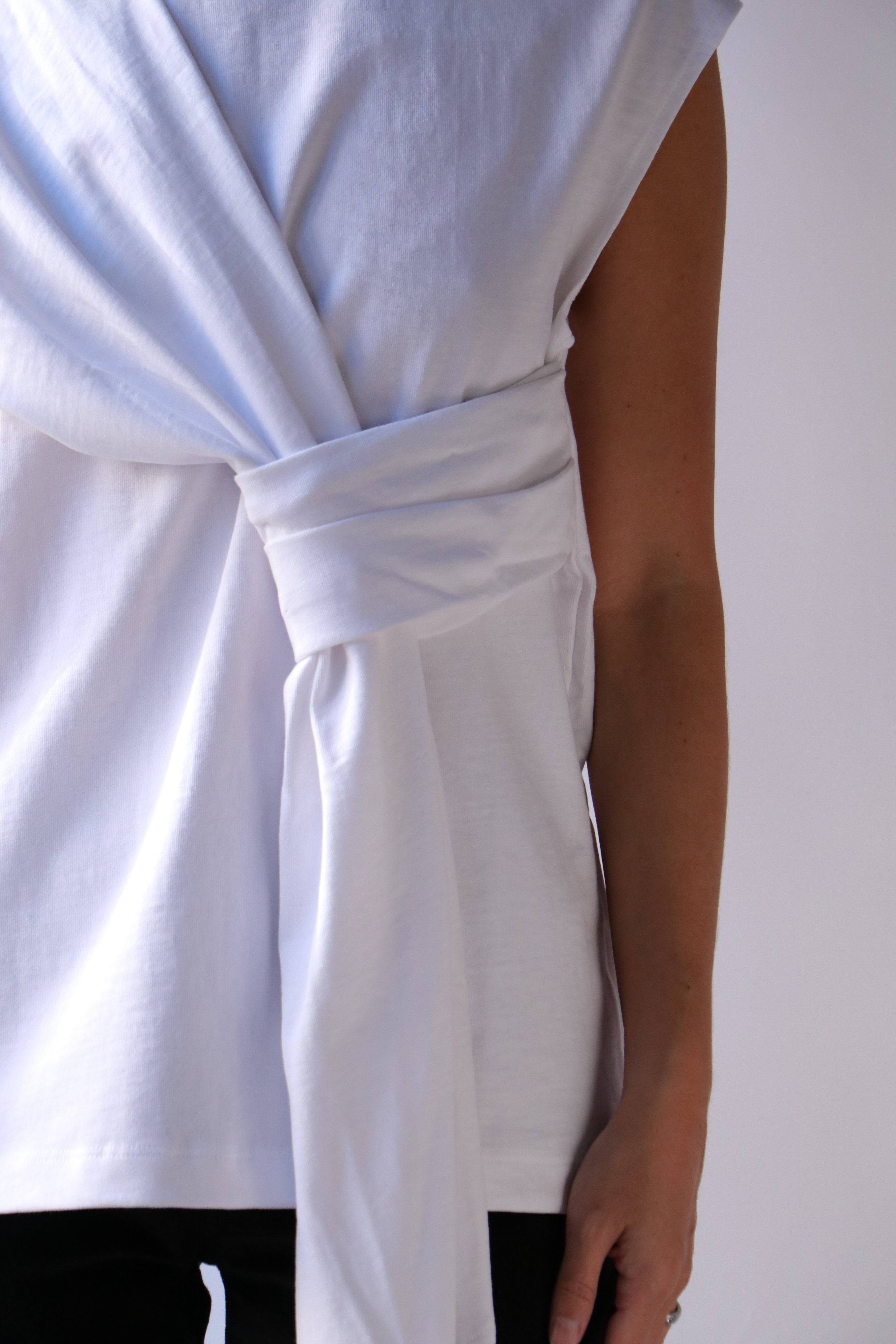 Tibi Punto Milano Draped T-Shirt - White | Garmentory