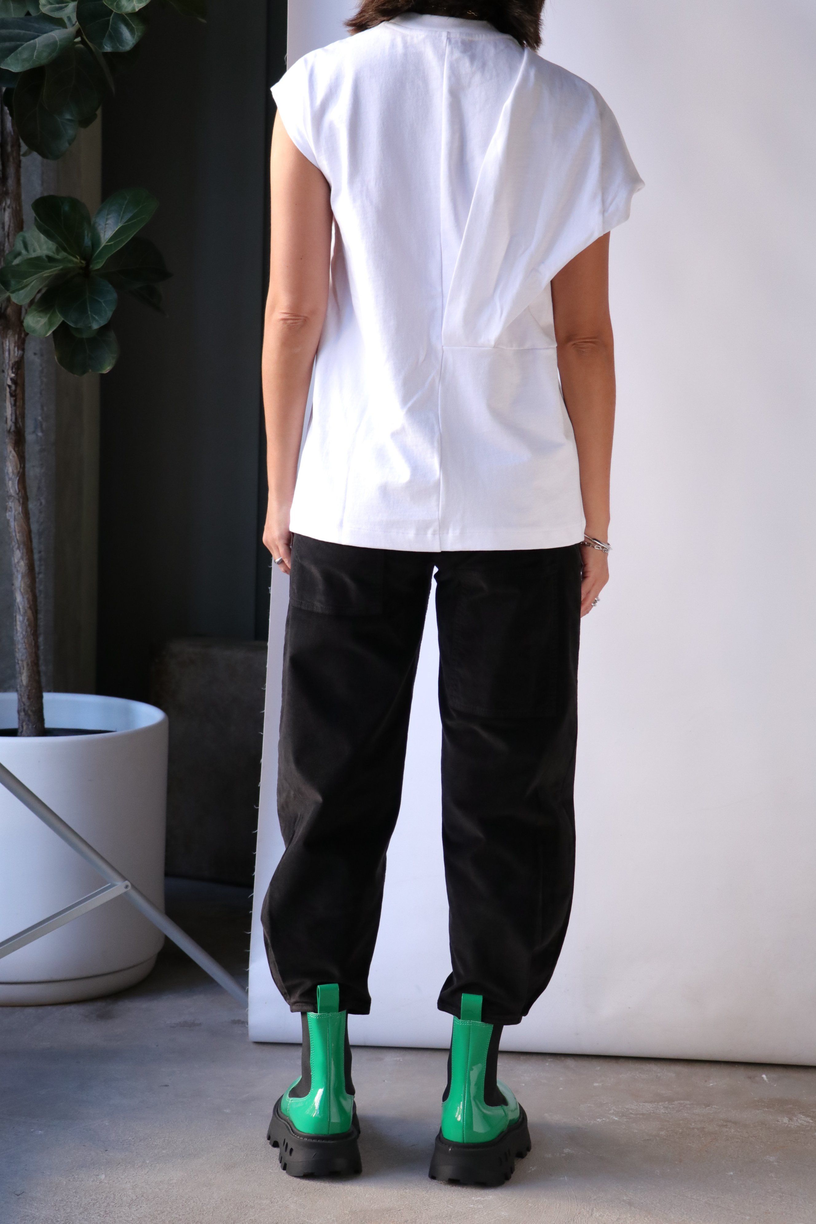 Tibi Punto Milano Draped T-Shirt - White | Garmentory