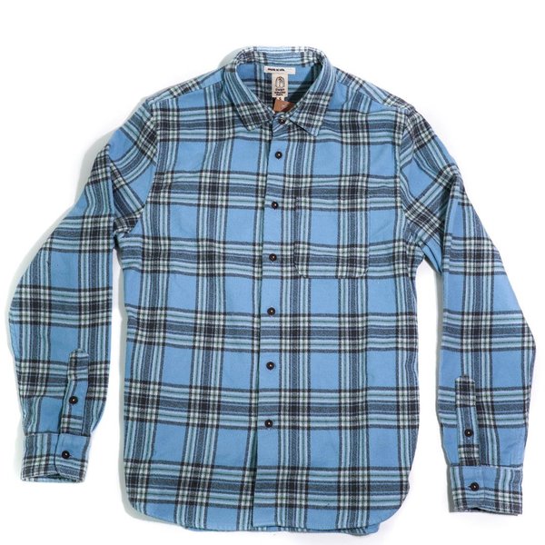 KATO The Ripper Long Sleeve Flannel Shirt - Light Blue Plaid | Garmentory