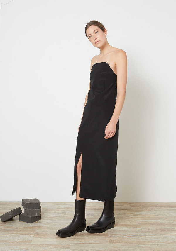 Tibi 4 Ply Silk Lean Strapless Dress - Black | Garmentory