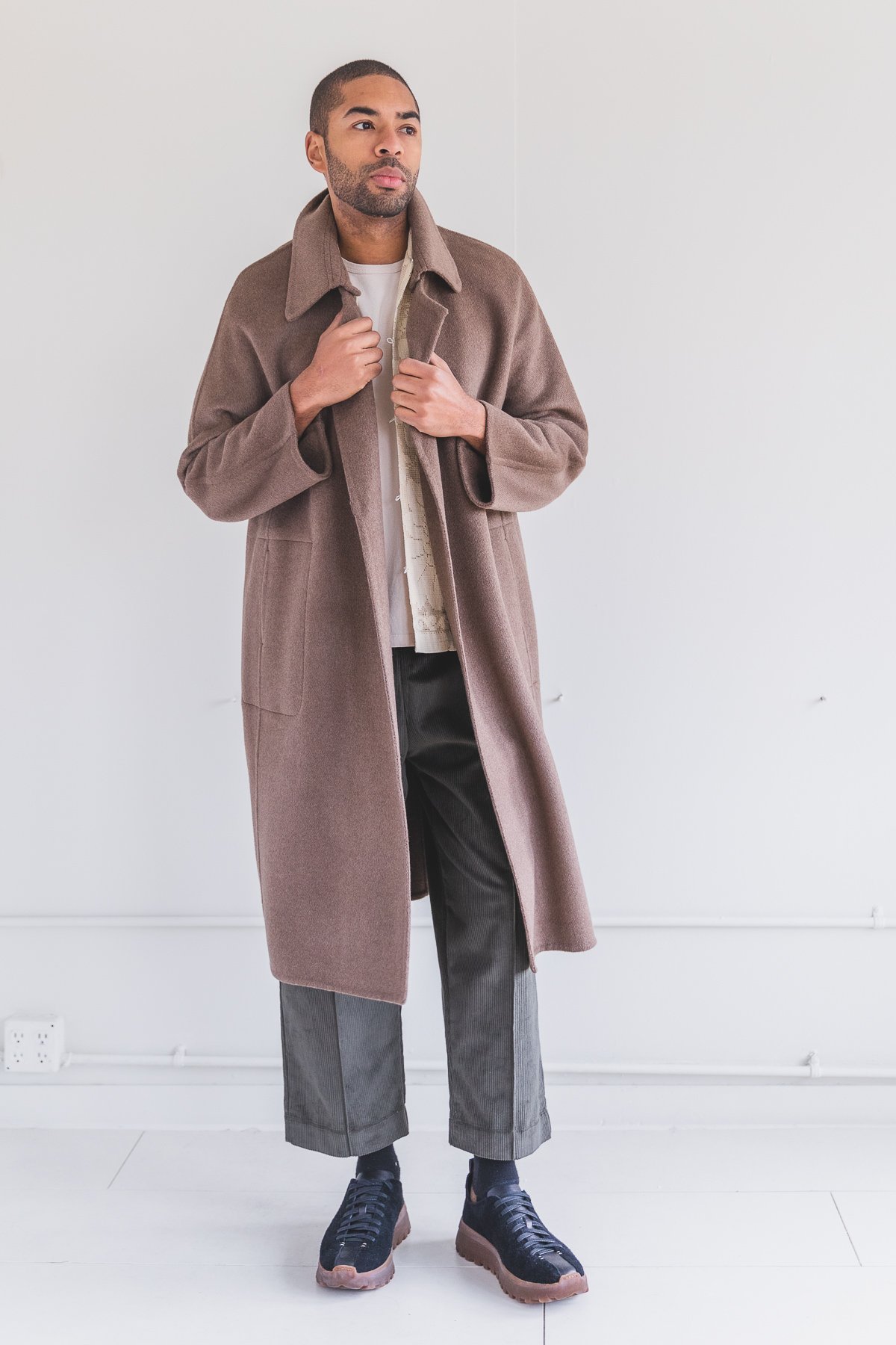 SEYA DOUBLE FACE LONG COAT - UNDYED BROWN YAK WOOL | Garmentory