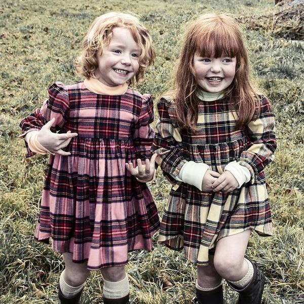 Kids Morley Child Kenzie Dress - Clan Peony Pink Plaid | Garmentory