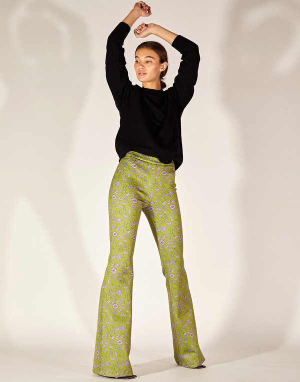 Cynthia Rowley Bonded Fit and Flare Pant - Green/Purple | Garmentory