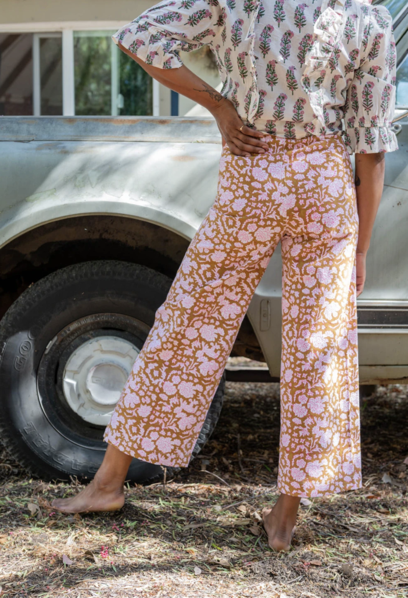 SZ Blockprints Disco Pants - Camel Nila Print | Garmentory