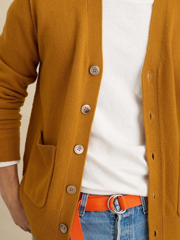 Alex Mill Reverse Seam Merino Wool Cardigan - Golden Khaki | Garmentory