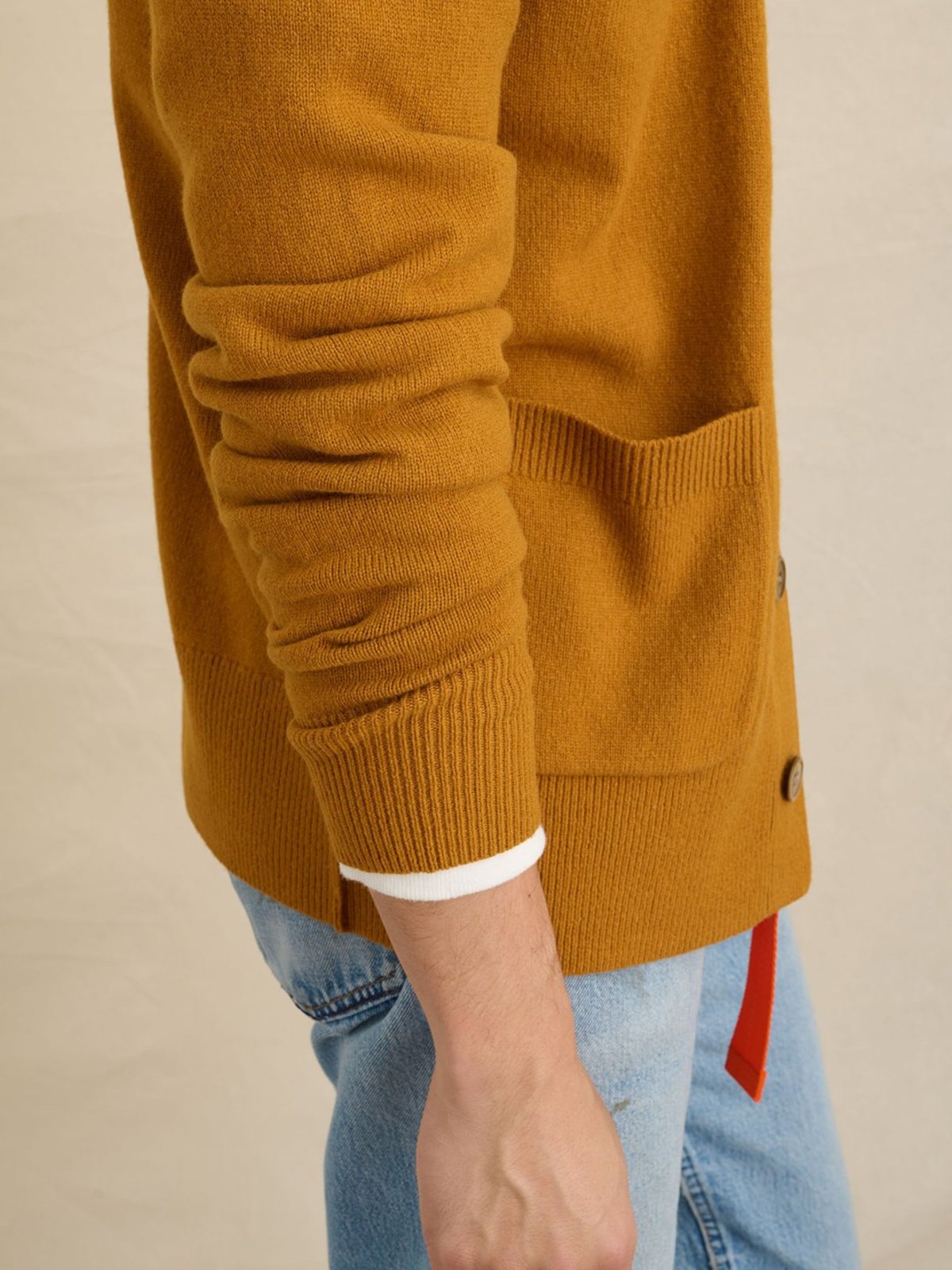 Alex Mill Reverse Seam Merino Wool Cardigan - Golden Khaki | Garmentory