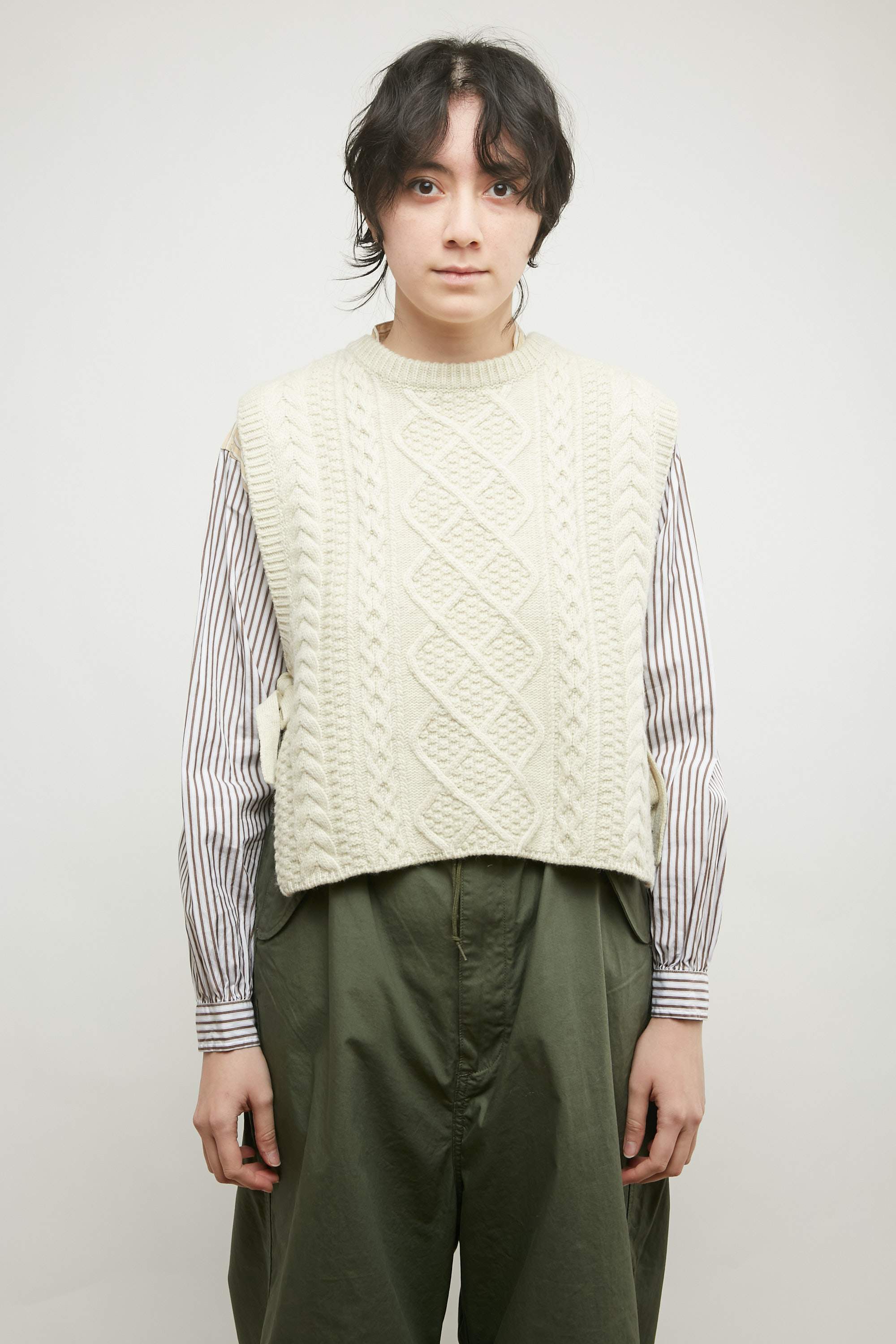 Beams Boy Alan Side Ribbon Vest - Off White | Garmentory