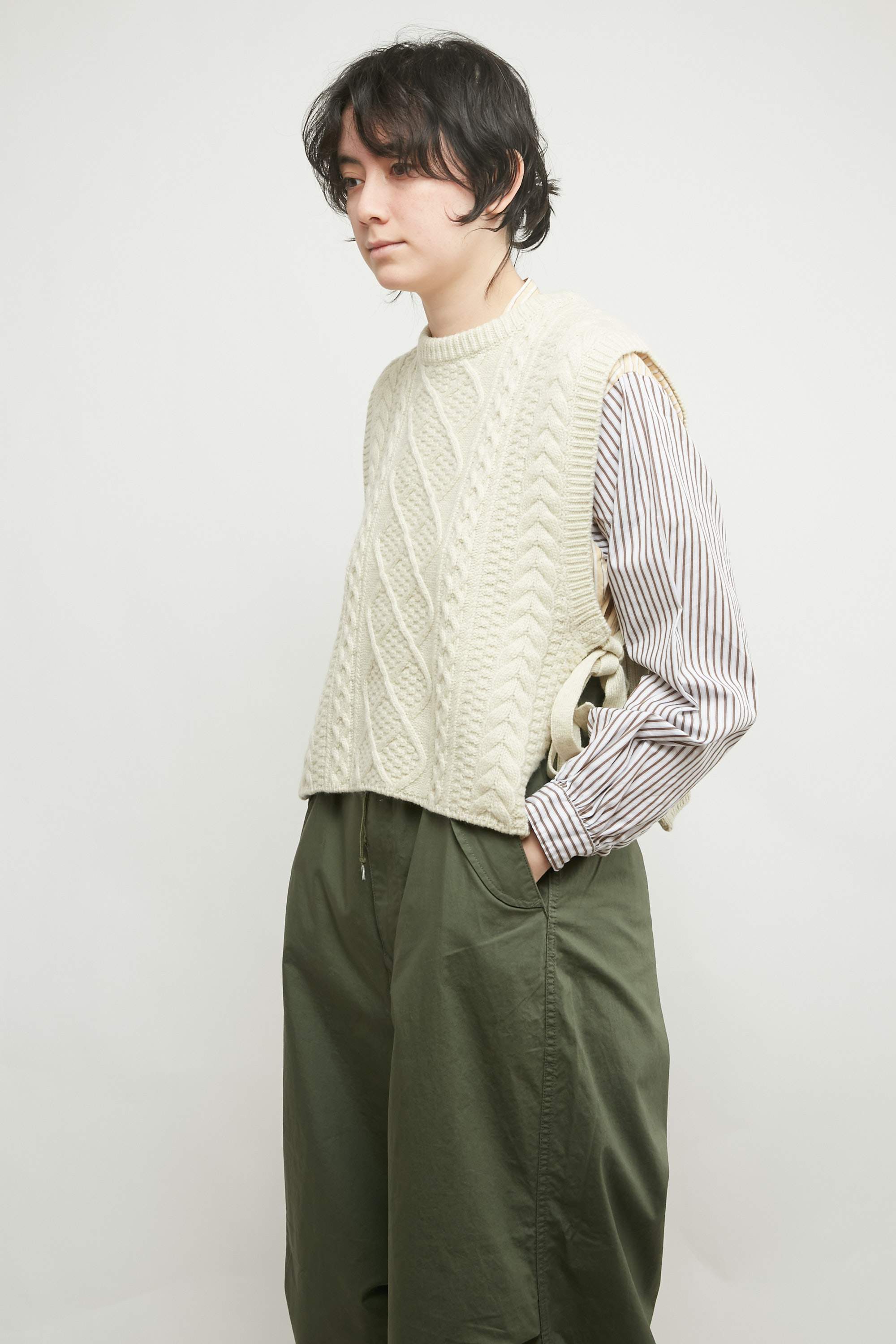 Beams Boy Alan Side Ribbon Vest - Off White | Garmentory