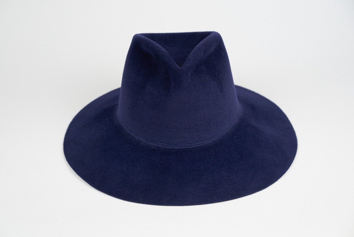 Clyde Wide Brim Pinch Hat - Navy Angora | Garmentory