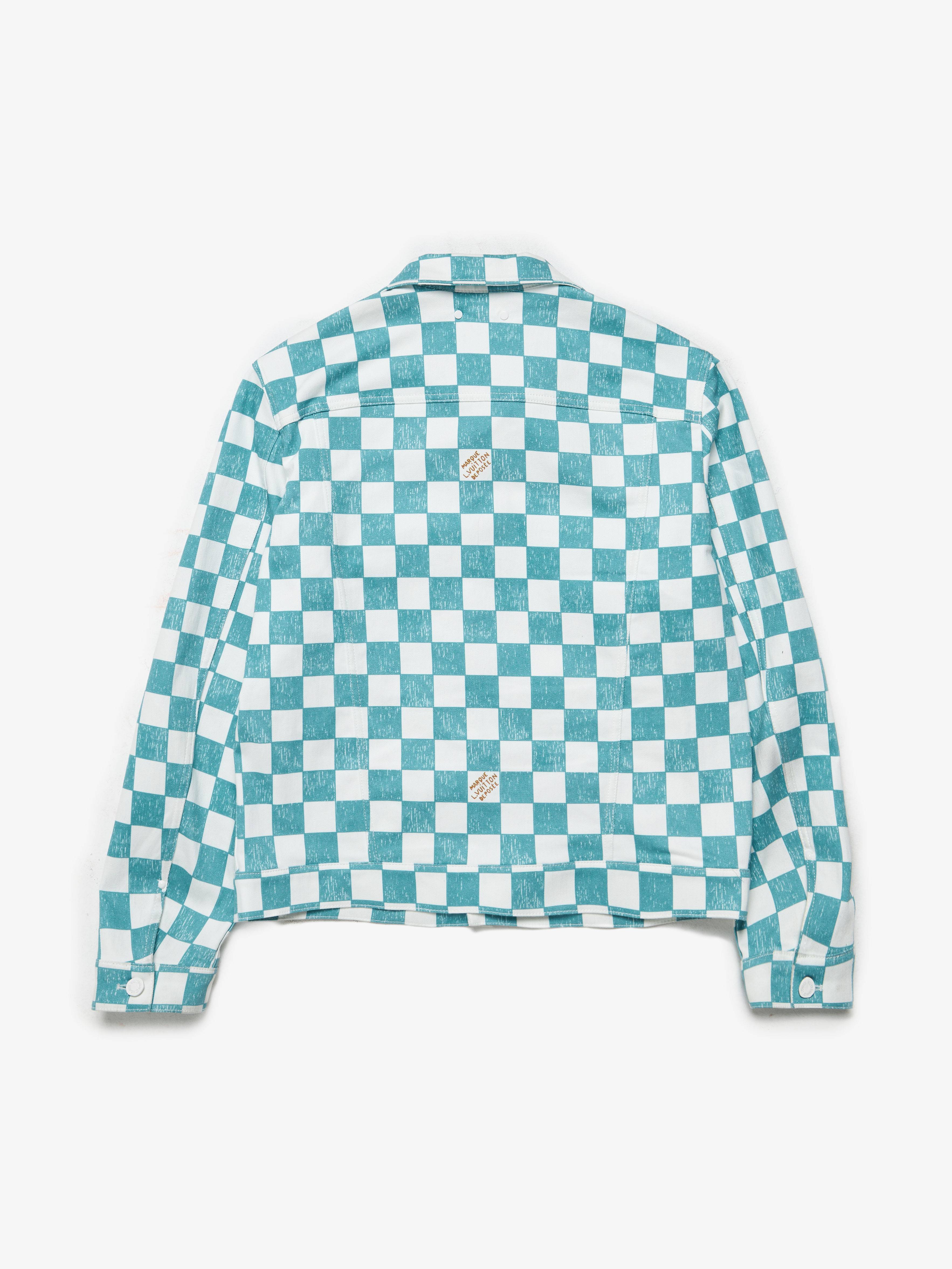 [PRE - LOVED] Louis Vuitton Mint White Checkered Logo Buttons Text ...