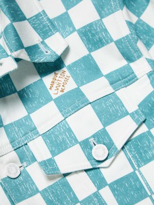 [PRE - LOVED] Louis Vuitton Mint White Checkered Logo Buttons Text ...