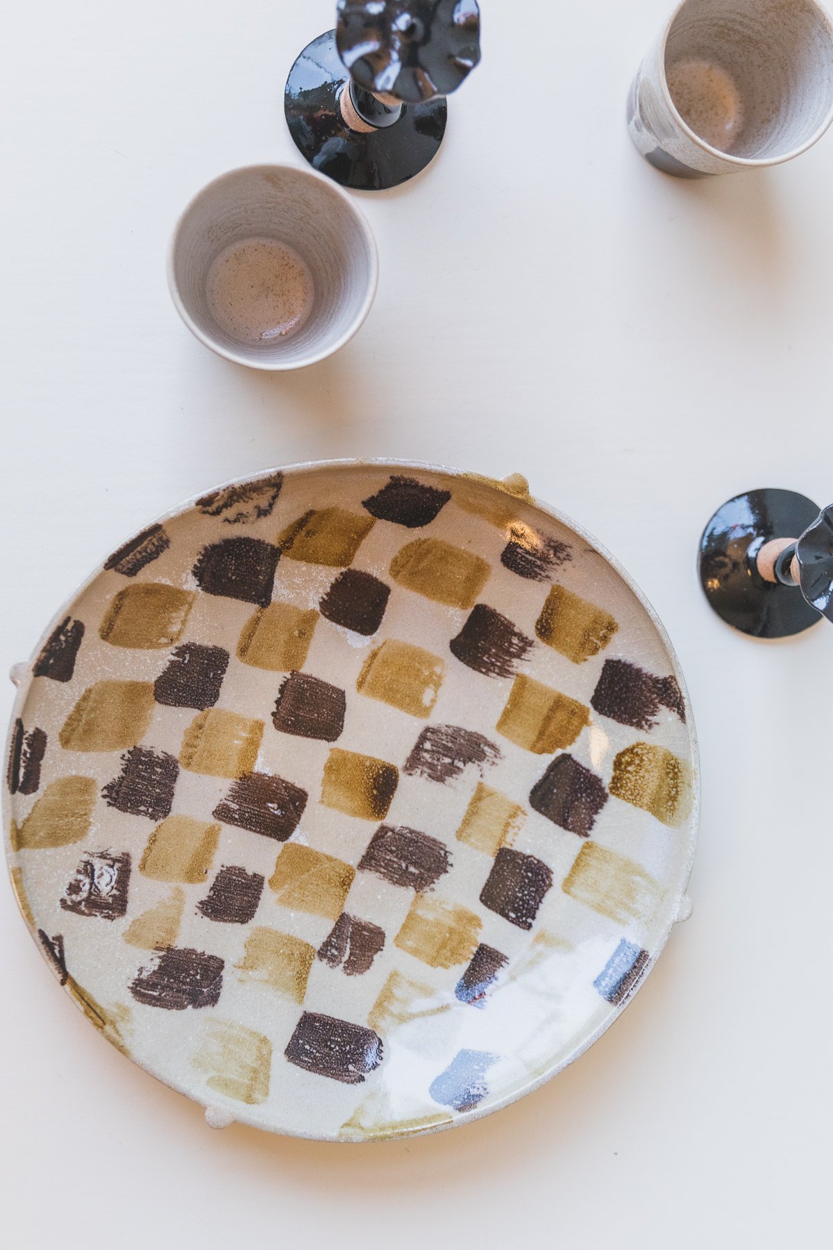 CAWLEY STUDIO X DOHM CERAMIC CHECK PLATE - Neutrals | Garmentory