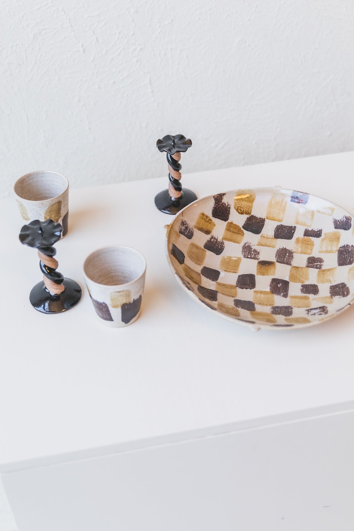 CAWLEY STUDIO X DOHM CERAMIC CHECK PLATE - Neutrals | Garmentory