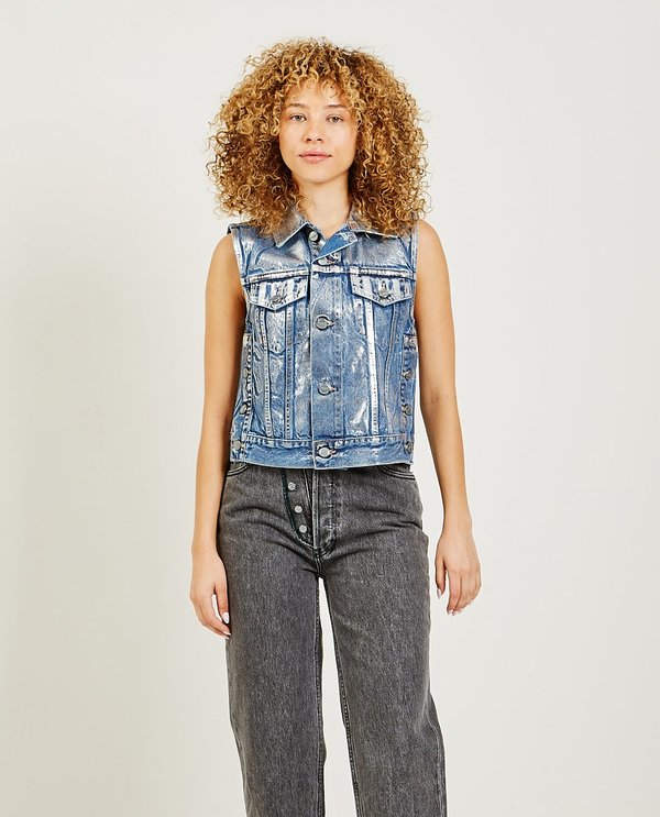 Ganni Denim Vest - Silver | Garmentory