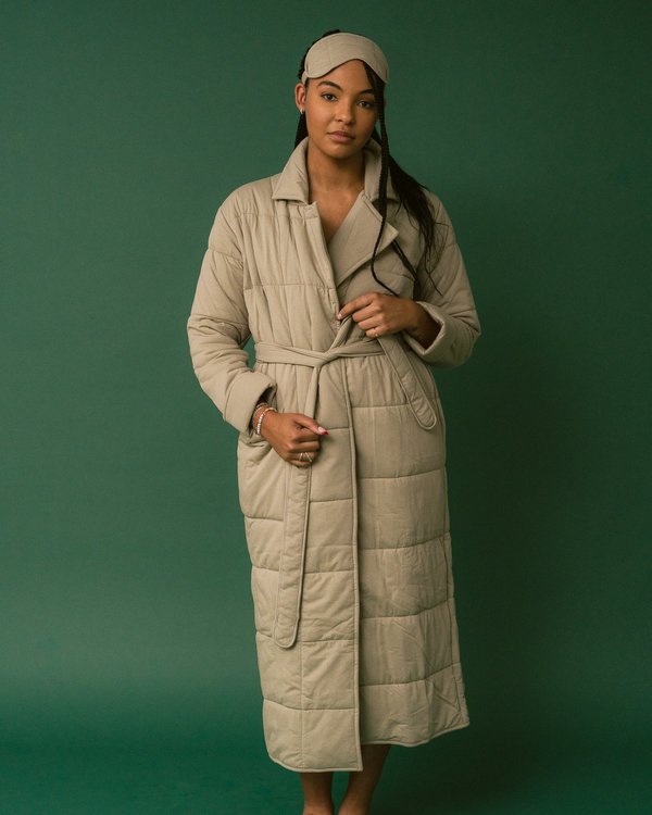 Skin Worldwide Sonya Quilted Robe - Moss | Garmentory