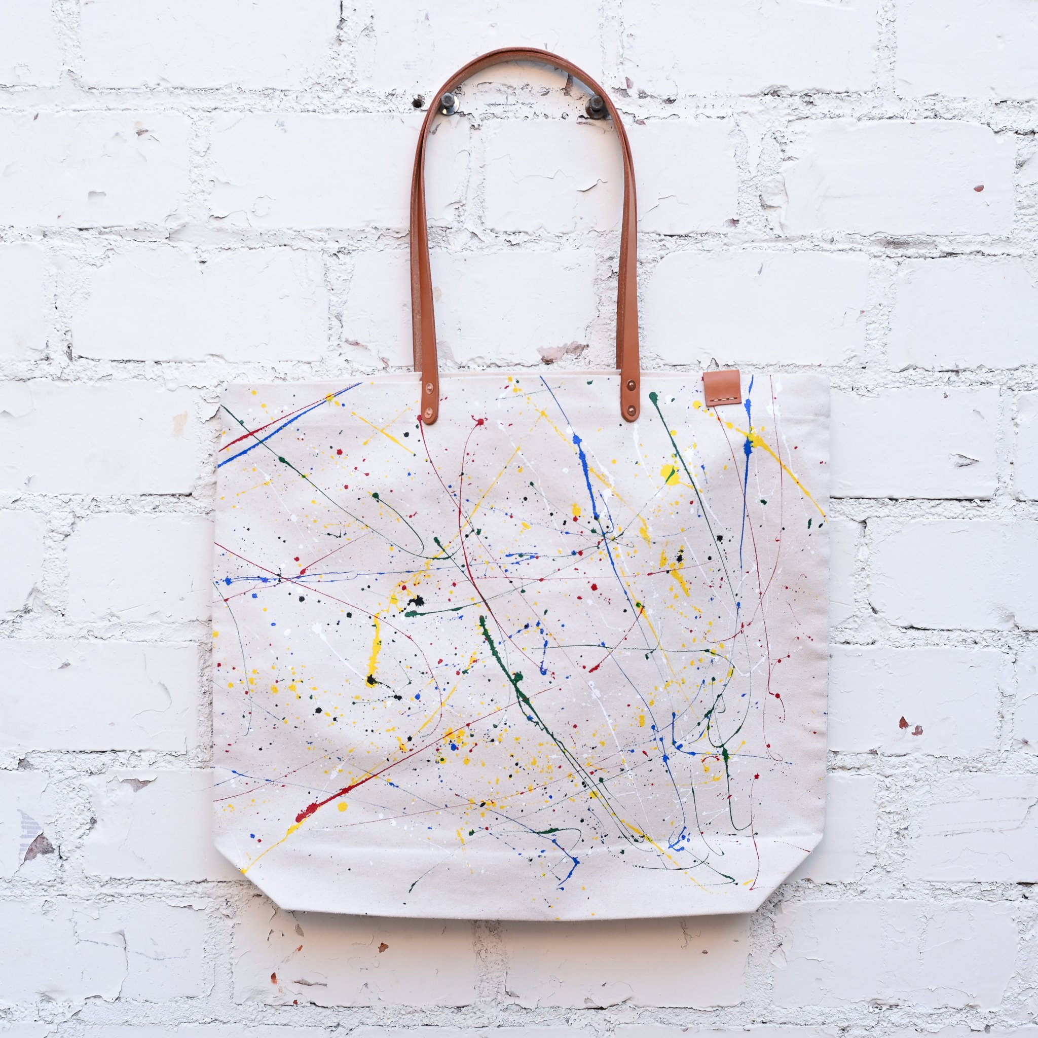 Made Solid Oversized Canvas Tote - Paint Splatter | Garmentory