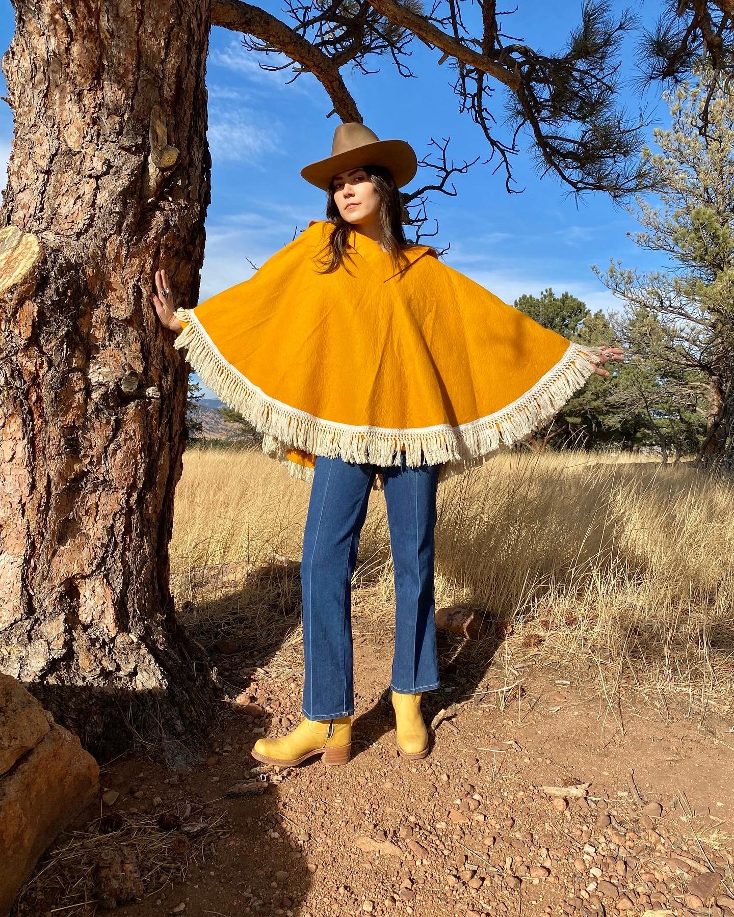 VINTAGE Wool OF THE WEST PONCHO jacket - yellow | Garmentory