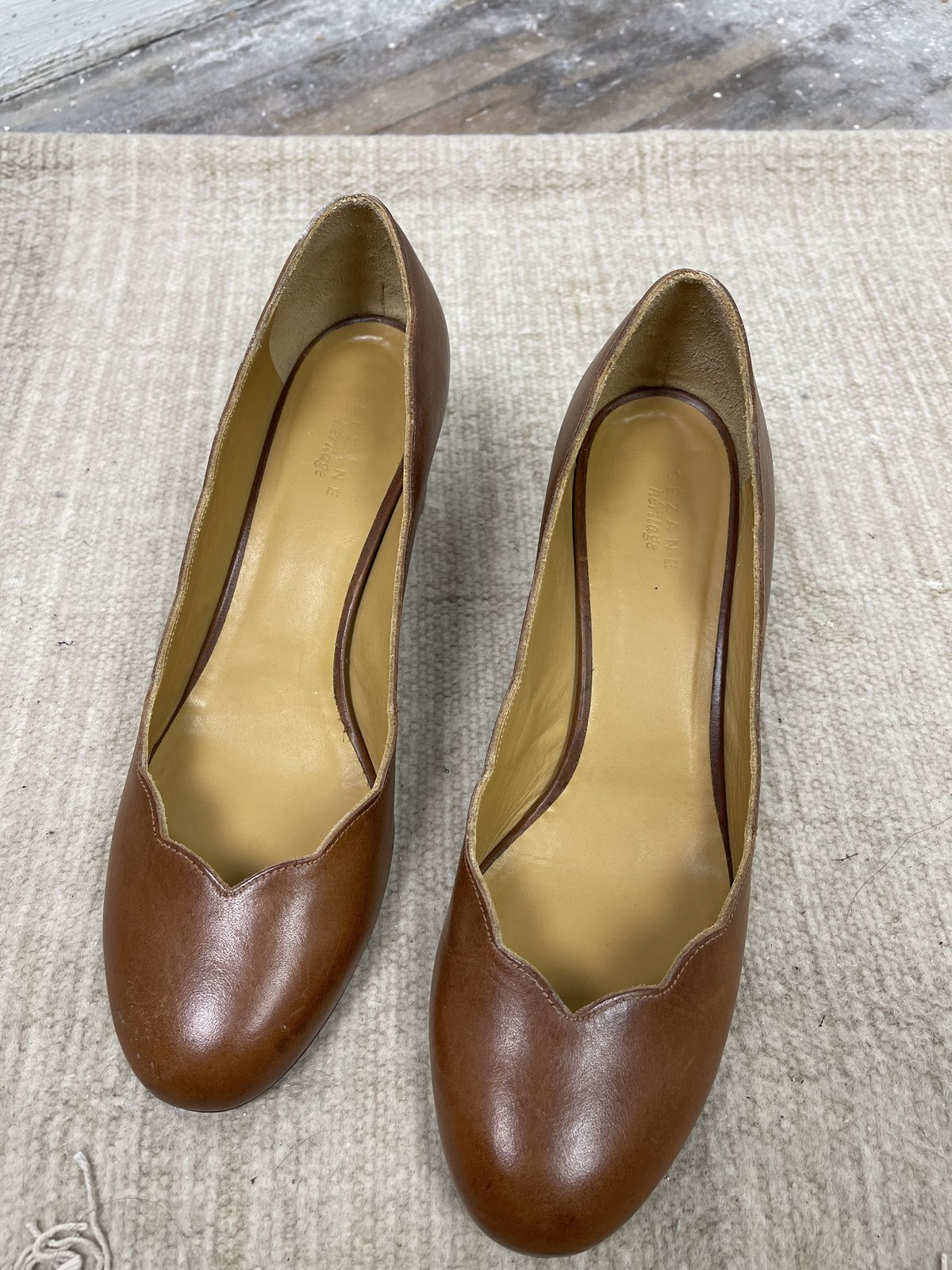 [pre-loved] Sezane Heritage Block Heel - Cognac | Garmentory