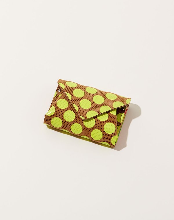 Carmine Compact Wallet - Neon Yellow Dot | Garmentory